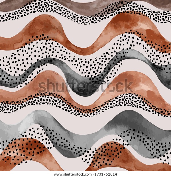 Wavy Pattern Natural Geo Style Abstract: เวกเตอร์สต็อก (ปลอดค่า ...