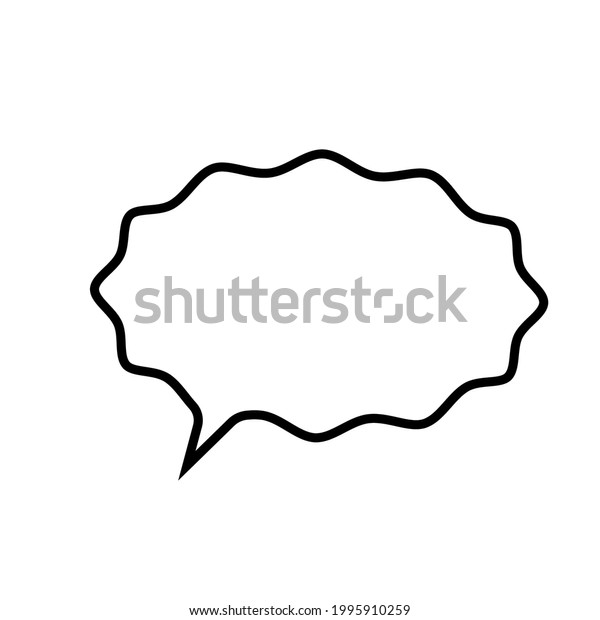 Wavy Speech Bubble Outline Icon Clipart Stock Vector (Royalty Free ...