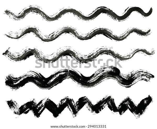 Wavy Strokes Black Brush Strokes Stock Vector (Royalty Free) 294013331 ...