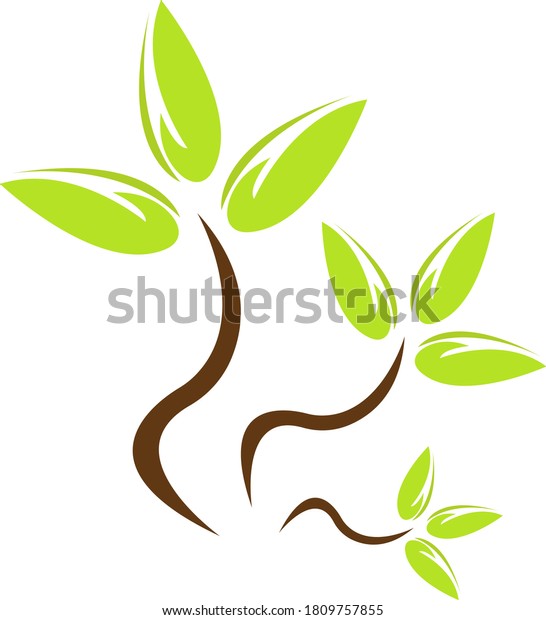 Wavy Tree Branch Bright Green Leaves Stock Vector (Royalty Free ...