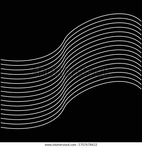 Wavy White Lines On Black Background Stock Vector (Royalty Free ...