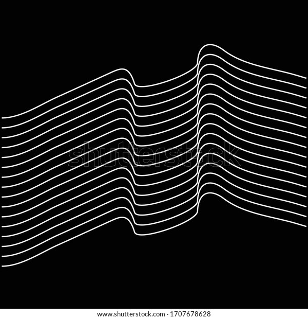 Wavy White Lines On Black Background Stock Vector (Royalty Free ...