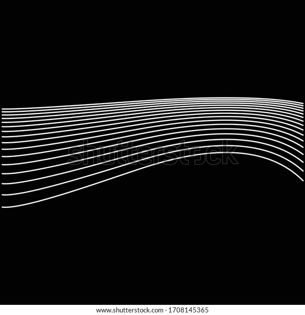 Wavy White Lines On Black Background Stock Vector (Royalty Free ...