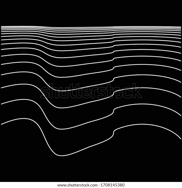 Wavy White Lines On Black Background Stock Vector (Royalty Free ...