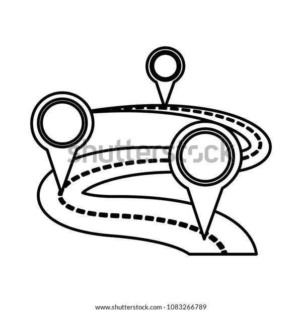 Way Road Location Pins Stock Vector (Royalty Free) 1083266789