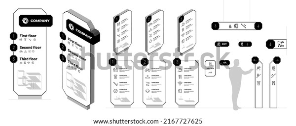 Wayfinding System Signage Mockup Set Exterior 库存矢量图（免版税）2167727625 ...