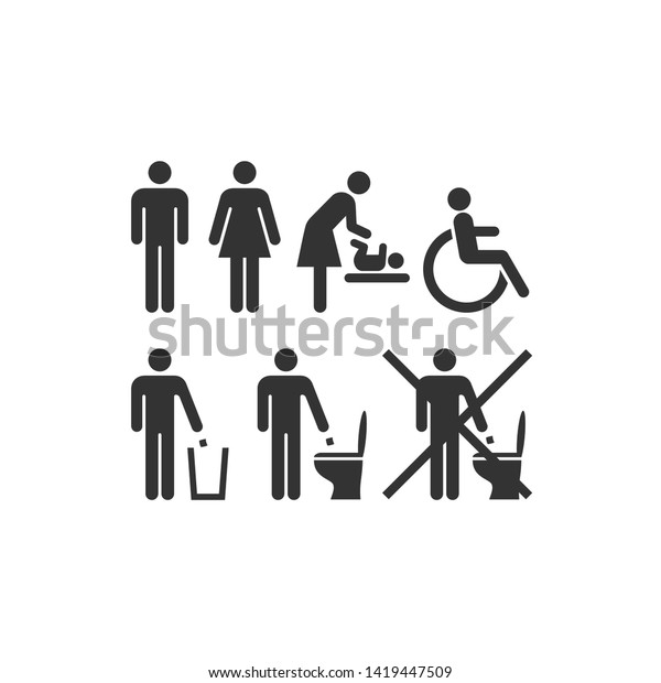 Wc Restroom Universal Sign Set Ladies Stock Vector (Royalty Free ...