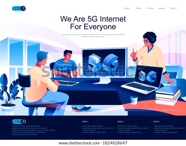 We 5g Internet Everyone Isometric Landing Stock Vector (Royalty Free ...