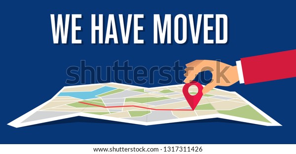 We have moved, changed address navigation, flat illustration vector