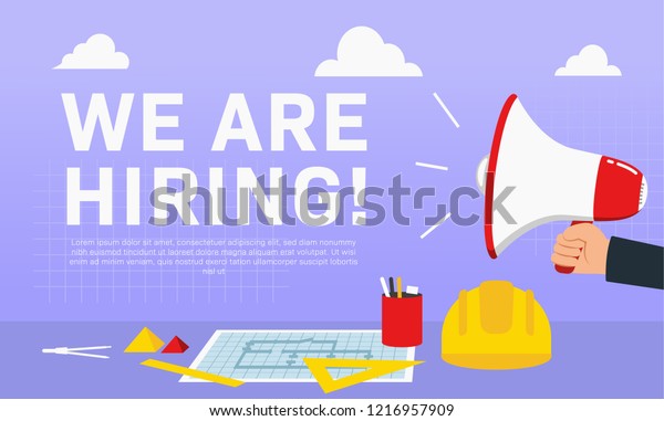 We Hiring Architecture Civil Engineer Recruitment Stock Vector (Royalty ...