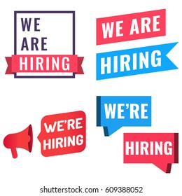 We Hiring Badge Logo Icon Set Stock Vector (Royalty Free) 609388052