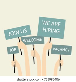 We Hiring Hands Holding Posters Vacancy Stock Vector (Royalty Free ...