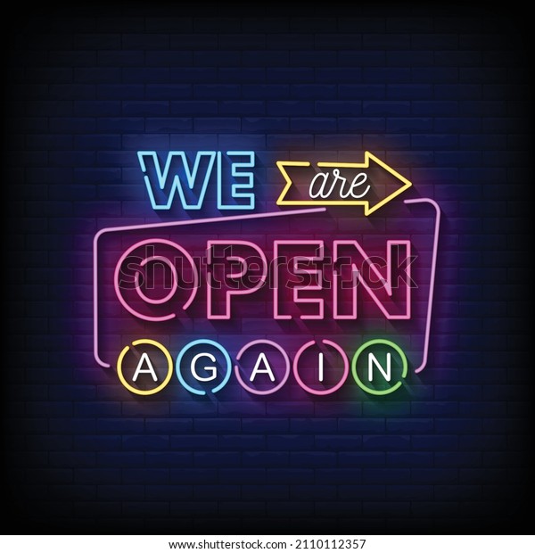 We Open Again Neon Signs Style: เวกเตอร์สต็อก (ปลอดค่าลิขสิทธิ์ ...