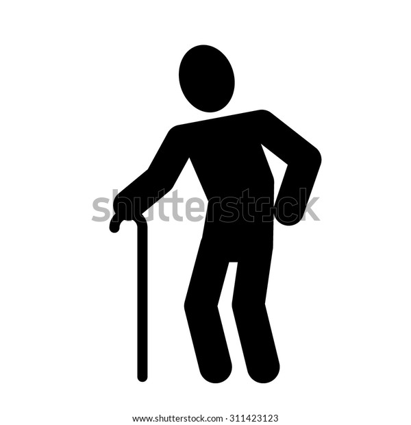 Weak Hunched Old Man Cane Black Stock Vector (Royalty Free) 311423123