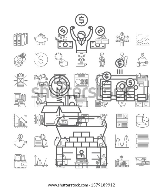 Wealth Management Linear Icons Signs Symbols Stock Vector (Royalty Free ...