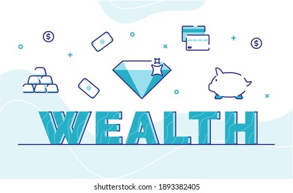 Wealth Typography Word Art Background Icon Stock Vector (Royalty Free ...