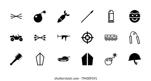 Weapon Icons Set 18 Editable Filled Stock Vector (Royalty Free ...