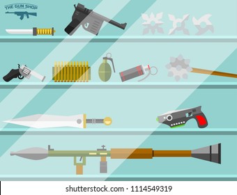 Weapon Storefront Banner Choosing Gun Shooting Stock Vector (Royalty ...