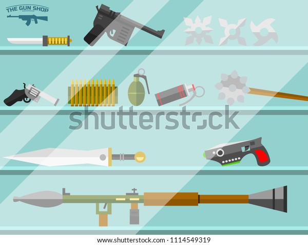 Weapon Storefront Banner Choosing Gun Shooting Stock Vector (Royalty ...