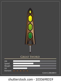 Weapons Great Sword Items Game Design: vector de stock (libre de ...