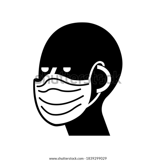 Wear Face Mask Black Iconvector Illustration Stock Vector (Royalty Free ...