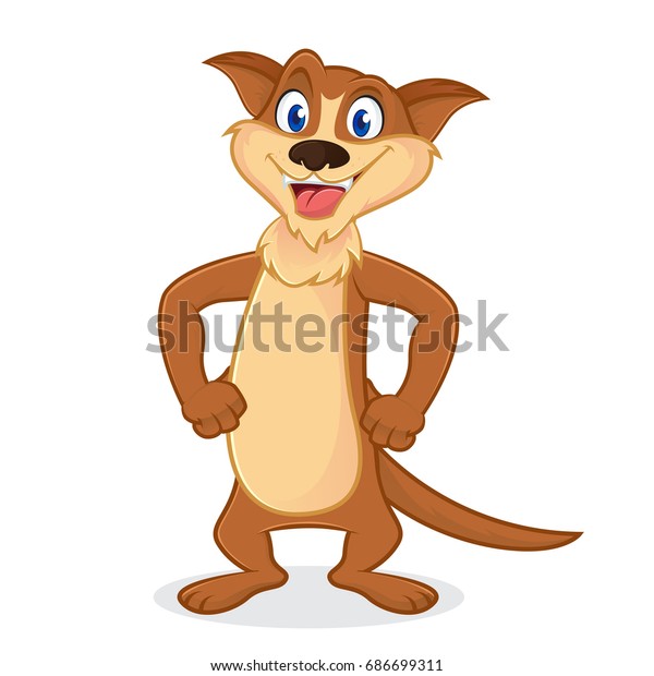Weasel Cartoon Mascot Smiling Isolated White Stock Vector (Royalty Free ...
