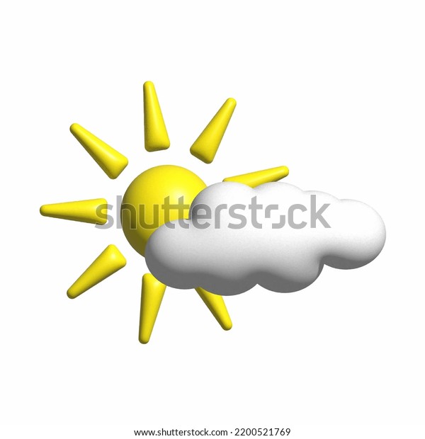 Weather 3d Iconyellow Sun Rays Cloud Stock Vector (Royalty Free ...