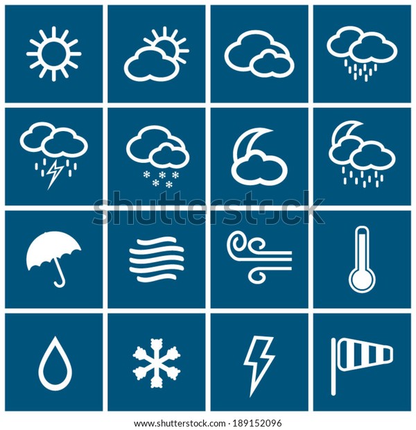 Weather Blue Icons Set Stock Vector (Royalty Free) 189152096 | Shutterstock