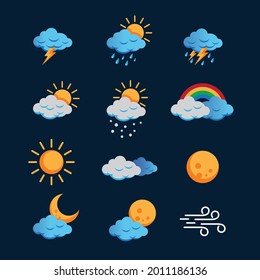 Weather Cartoon Icon Set Vector Stock Vector (Royalty Free) 2011186136 ...