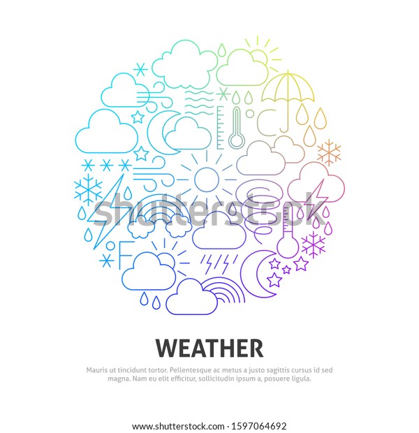 Weather Circle Concept Vector Illustration Outline Stock Vector ...