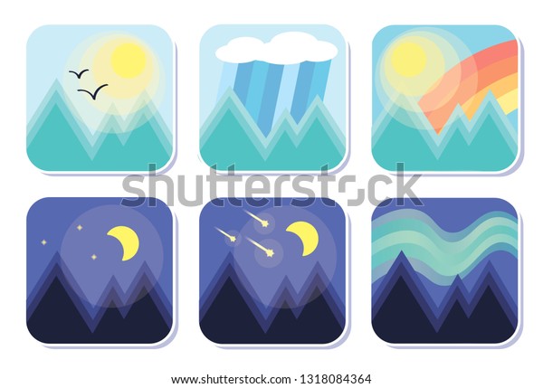 Weather Day Night Vector Illustrations Nature Stock Vector (Royalty ...