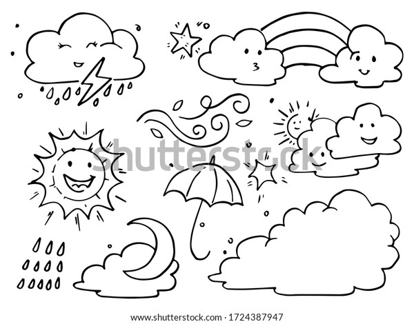 Weather Doodle Vector Set Illustration Hand Stock Vector (Royalty Free ...
