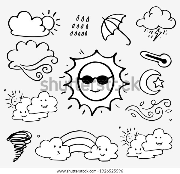 Weather Doodle Vector Set Illustration Hand Stock Vector (Royalty Free ...