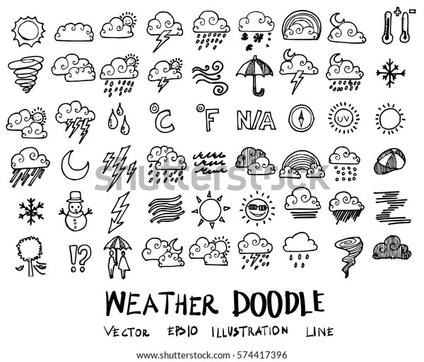 Weather Doodles Sketch Vector Ink Stock Vector (Royalty Free) 574417396 ...