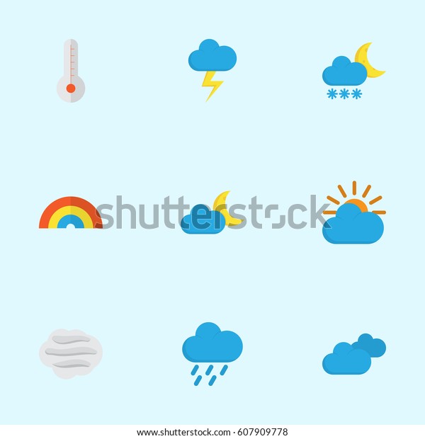 Weather Flat Icons Set Collection Frosty Stock Vector (Royalty Free) 607909778 | Shutterstock