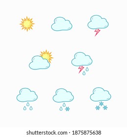 Vektor Stok Realistic Weather Icons Set Isolated On (Tanpa Royalti ...