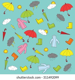 Weather Freehand Drawing Pattern Background Stock Vector (Royalty Free ...
