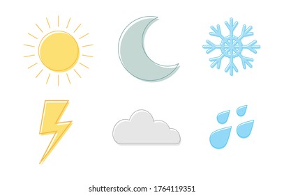 Weather Icons Flat Design Vector Illustration Stock Vector (Royalty ...