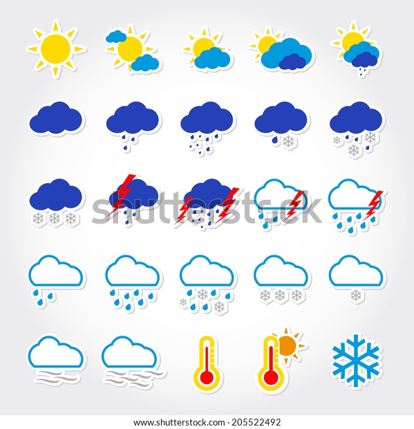 Weather Icons Group Color Vector Stock Vector (Royalty Free) 205522492 ...