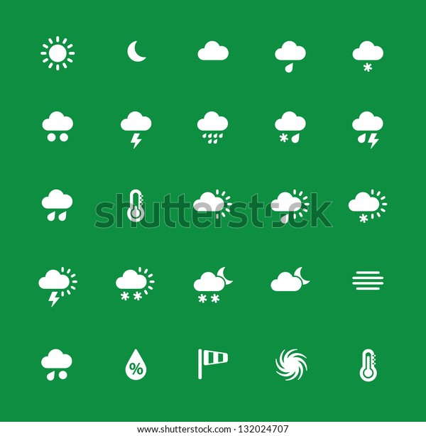 Weather Icons On Green Background Vector Stock Vector (Royalty Free ...