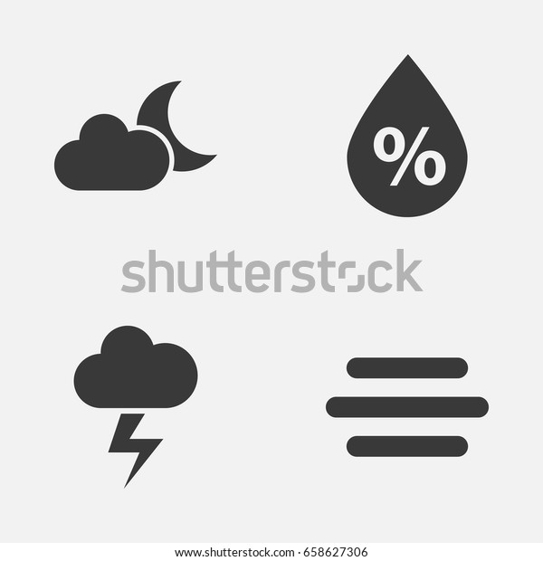 Weather Icons Set Collection Moisture Moonlight Stock Vector (Royalty ...