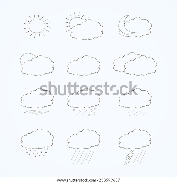 Weather Icons Set Sketch Vector Illustration Stock Vector (Royalty Free ...