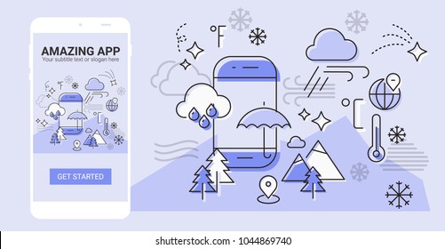 Weather Line Illustration Splash App Screen Stock Vector (Royalty Free ...