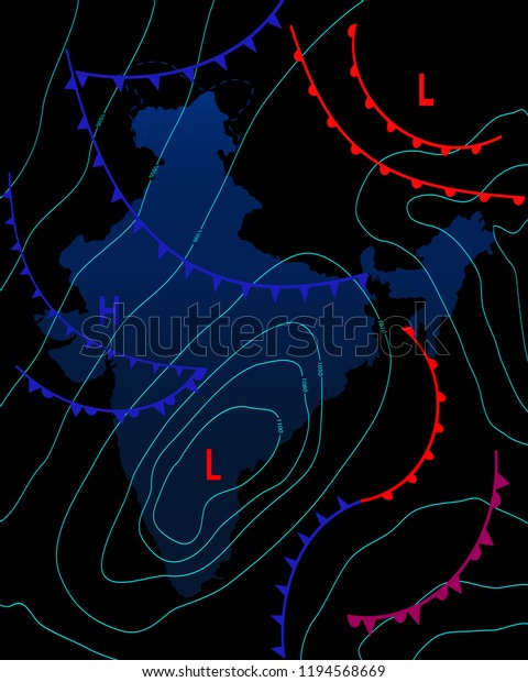Weather Map India Meteorological Forecast On Stock Vector (Royalty Free ...