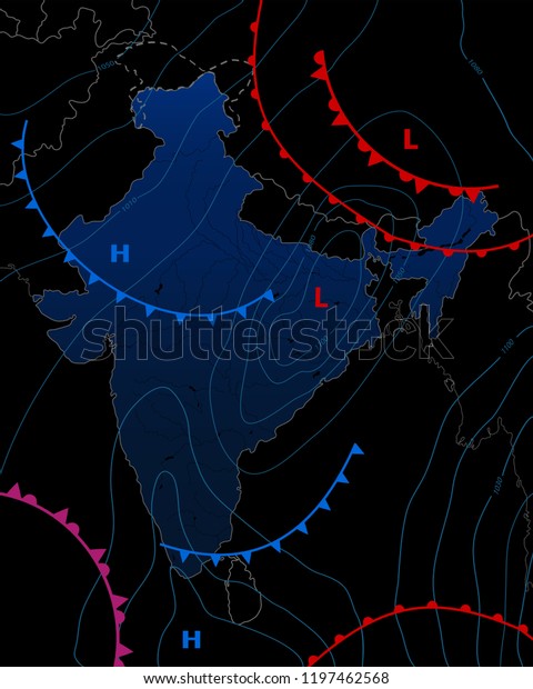 Weather Map India Meteorological Forecast On Stock Vector (Royalty Free ...