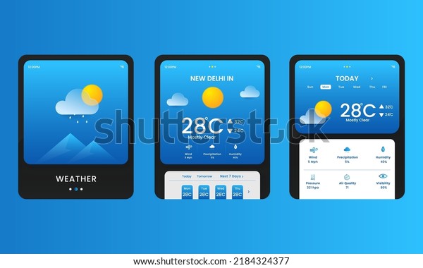 Weather Mobile App Ui Kit Social: เวกเตอร์สต็อก (ปลอดค่าลิขสิทธิ์ ...