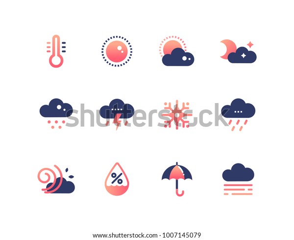 Weather Types Symbols Set Flat Design Stock Vector (Royalty Free ...