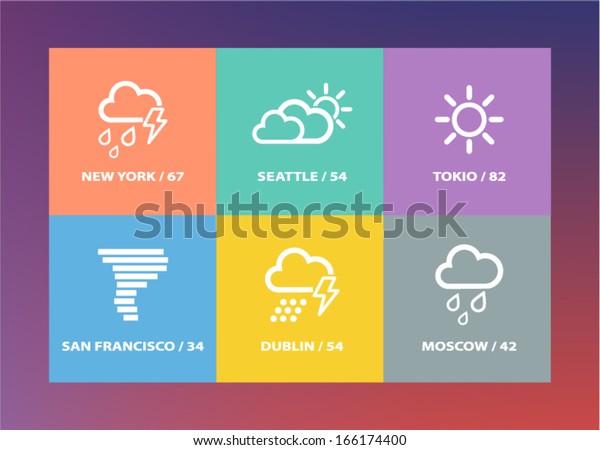 Weather Widget Icons Flat Style Stock Vector (Royalty Free) 166174400 ...