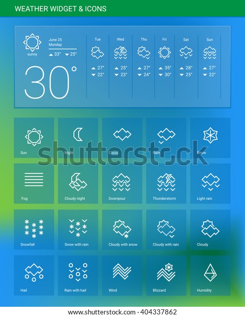 Weather Widget Iconsvector Illustration Geometric Style Stock Vector ...