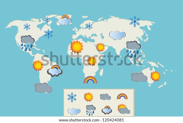 Weather World Map Retro Style: vector de stock (libre de regalías ...